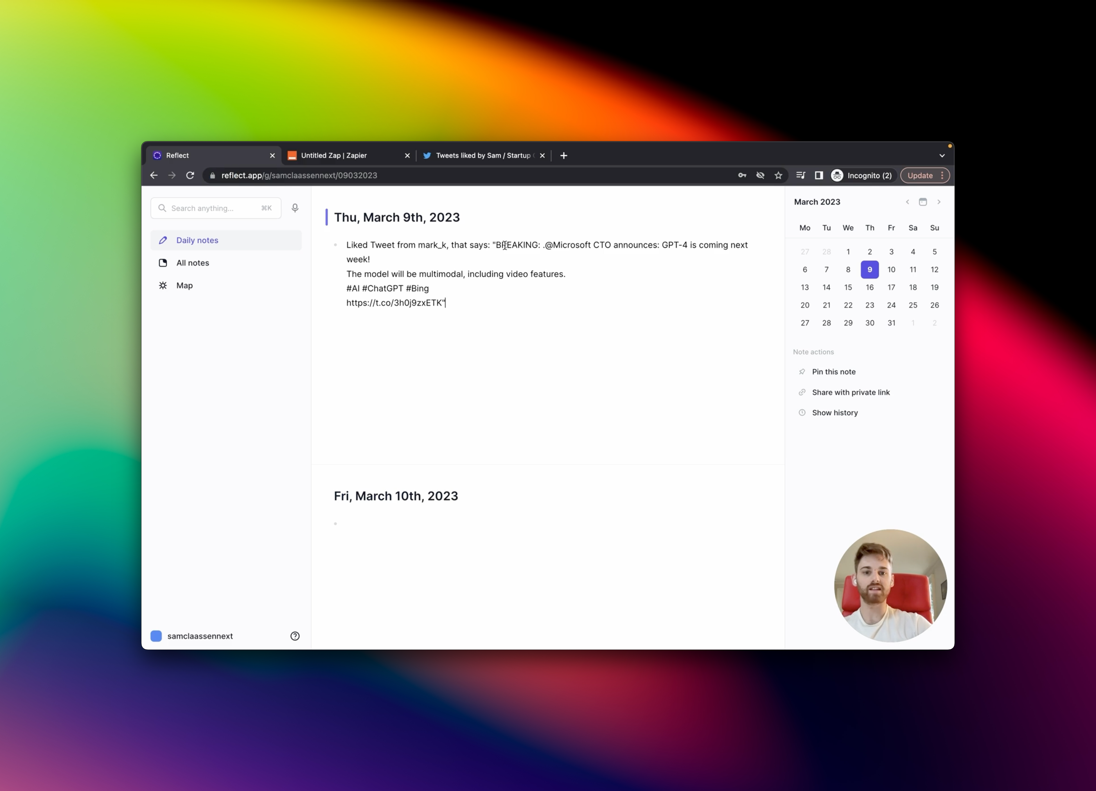 How to save Slack posts, Tweets and Emails to your notes